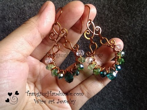 Earring with sparkling crystal - How to make wire jewelry 116