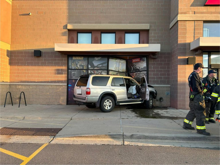 Employee minorly injured after driver crashes into hardware store