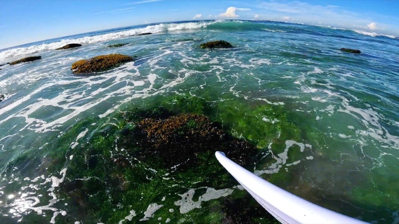 Man Surfs Dangerous Break Above Razor Reef