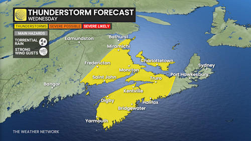 Windy, wet conditions hit Atlantic Canada, ending the summer-like stretch