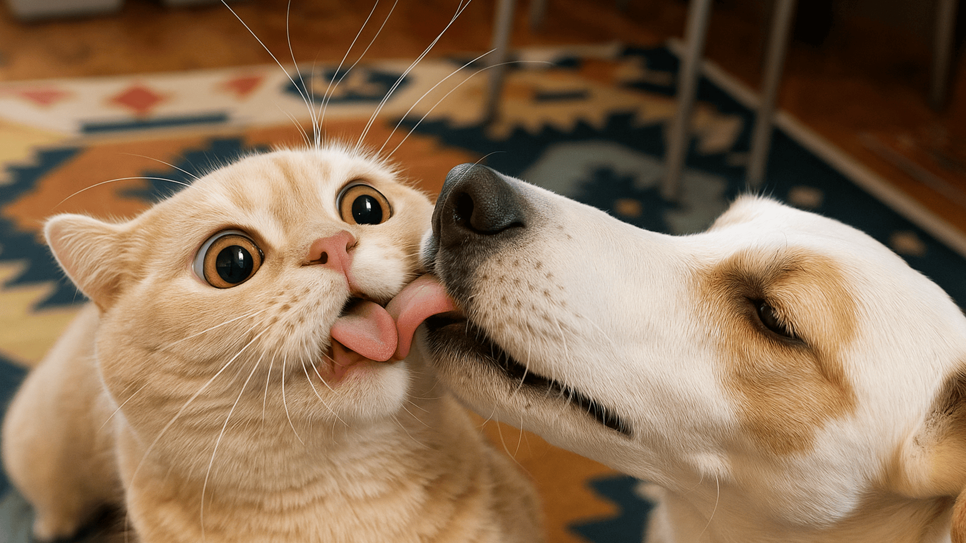 Dog Licking Cat’s Face in a Funny and Adorable Moment