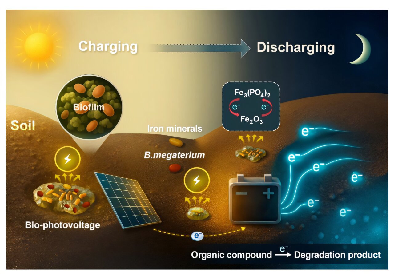 Soil bacteria and minerals can form a natural 'battery' that breaks ...
