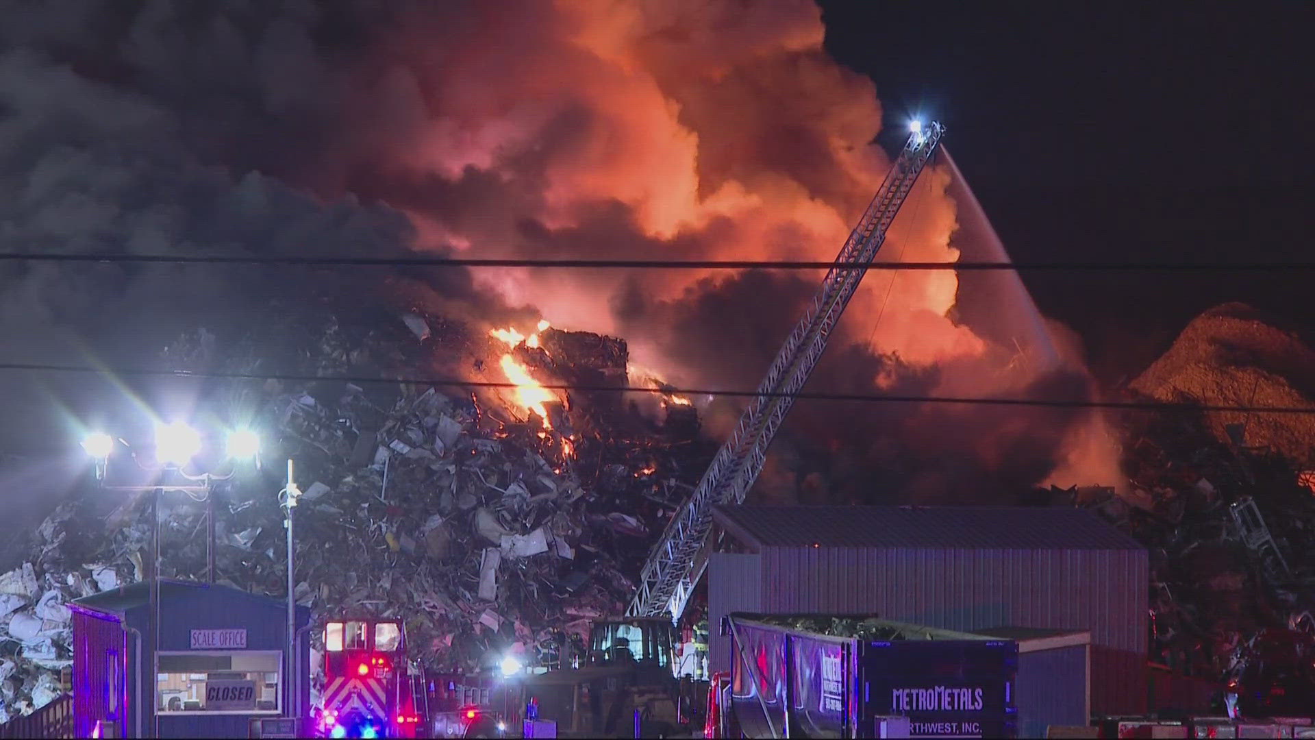 Fire still burning at Port of Vancouver metal shredding facility