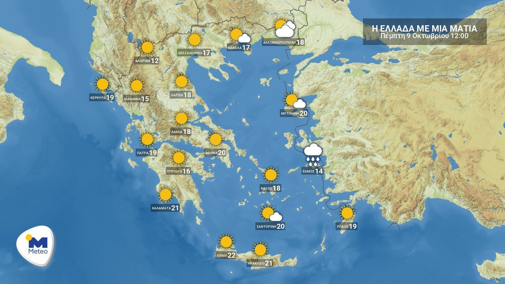 Πρόγνωση καιρού για Πέμπτη 09 Οκτωβρίου