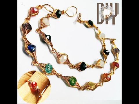 Eye bracelet | Eye ring | small crystal | Herringbone wire wrap bead ...