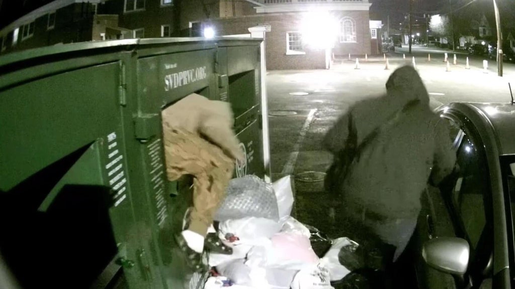 Video shows thieves climb into charity donation bins on Long Island to ...