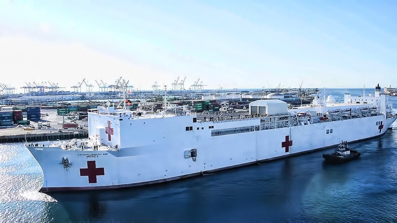 USNS Mercy Hospital Ship Arrives At LA Harbor Amid COVID-19