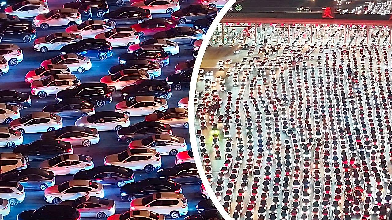 Mesmerizing view: Thousands of cars wait in line at China's largest ...