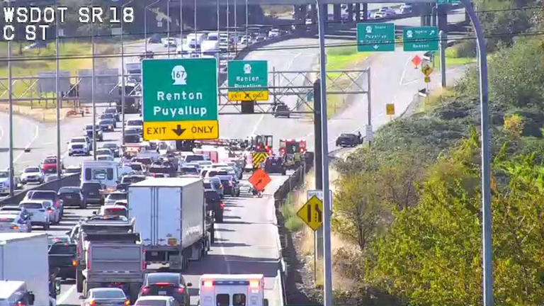 Westbound State Route 18 reopens after crash at SR 167 ramp in Auburn