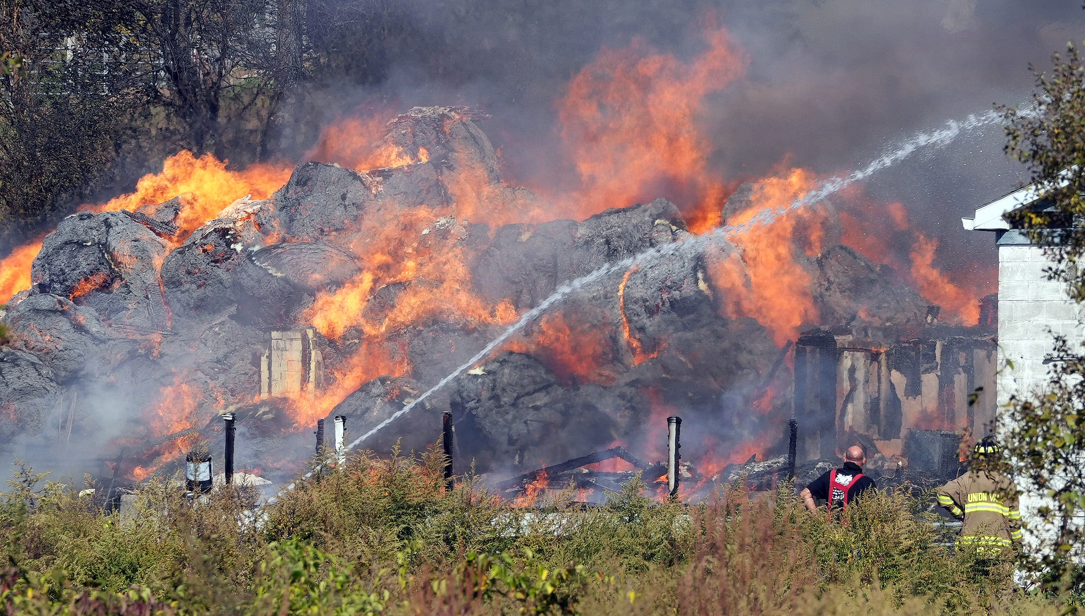 Barn fire in Union Vale injures farm owner. Five dogs died in blaze