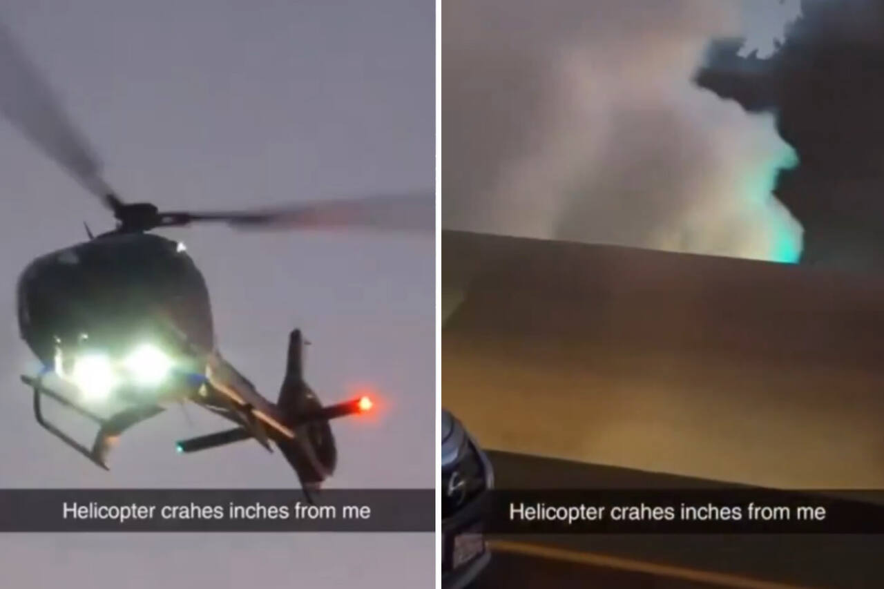 Video: Medical helicopter crashes on highway in the US, leaving three ...
