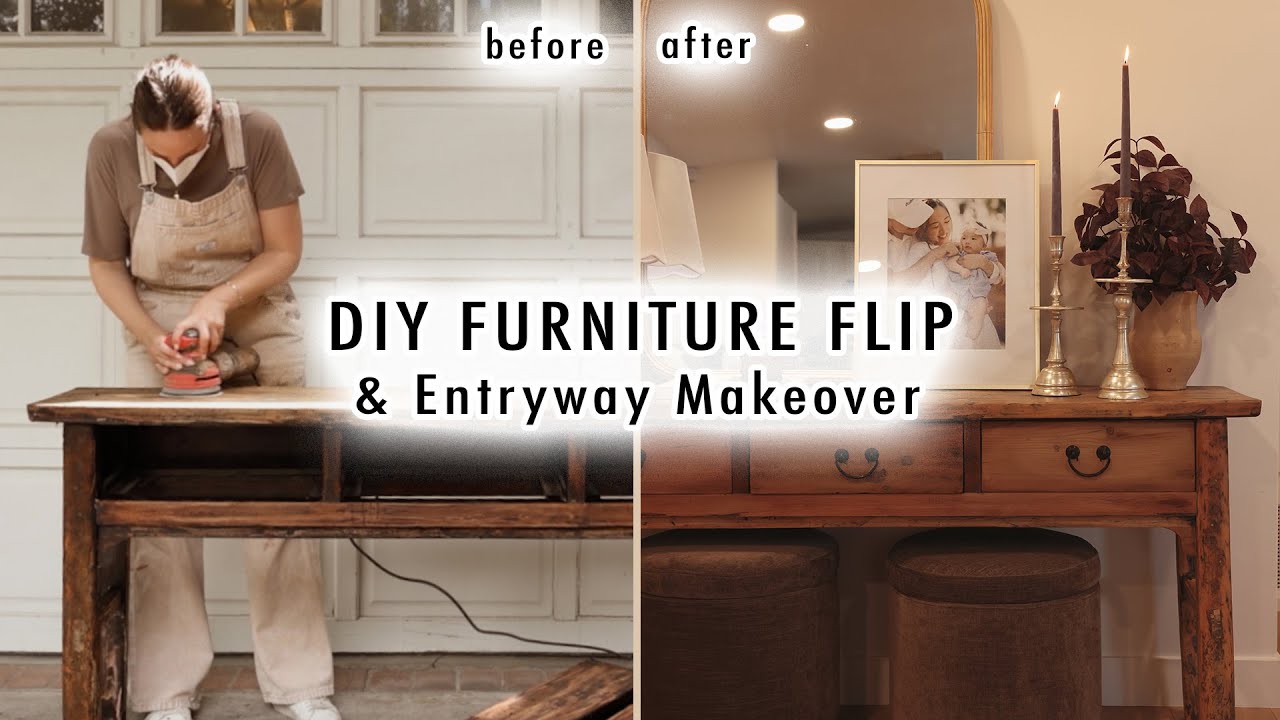 DIY furniture flip and entryway makeover for saving ideas