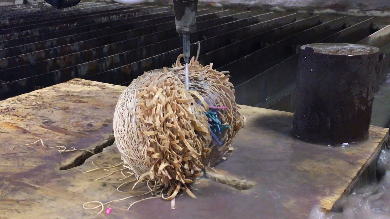 Rubber band ball vs waterjet cutter