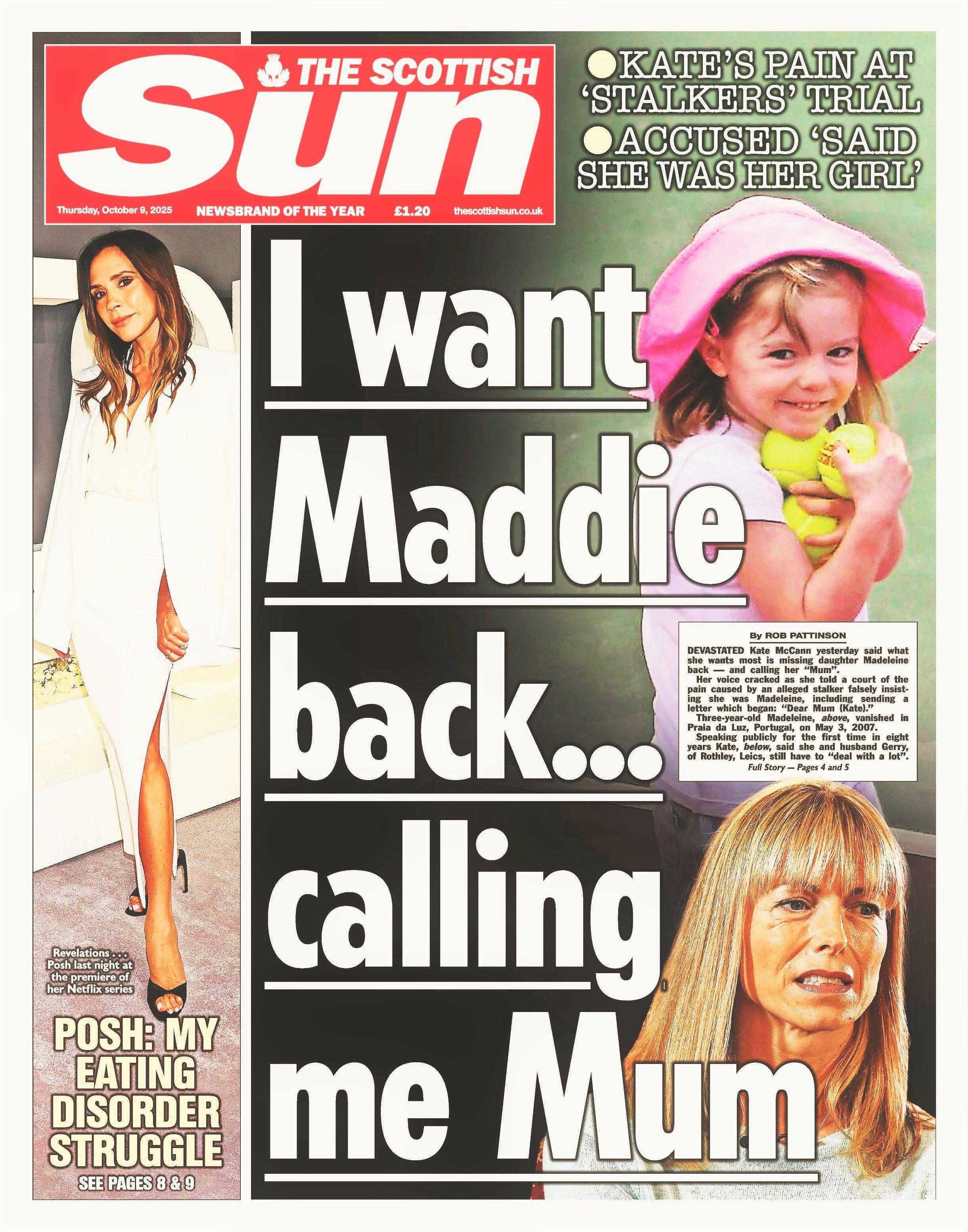 Scotland's papers: Maddie anguish and private school intake drop