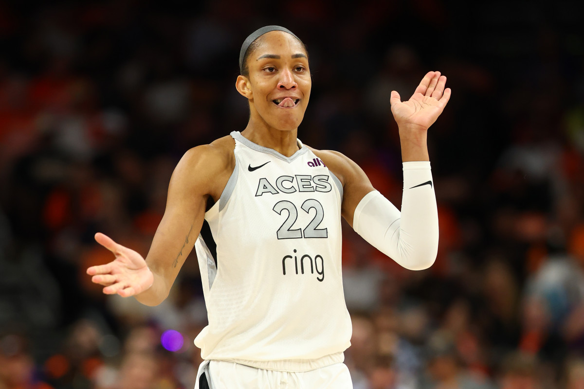 A'Ja Wilson Reacts After Her Game-Winning Shot in Game 3