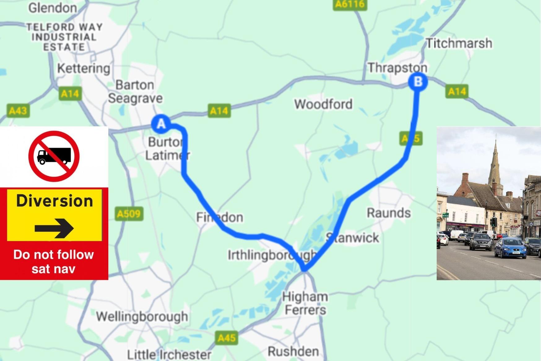 Full closure of eastbound A14 Thrapston bridge for repairs starts this ...