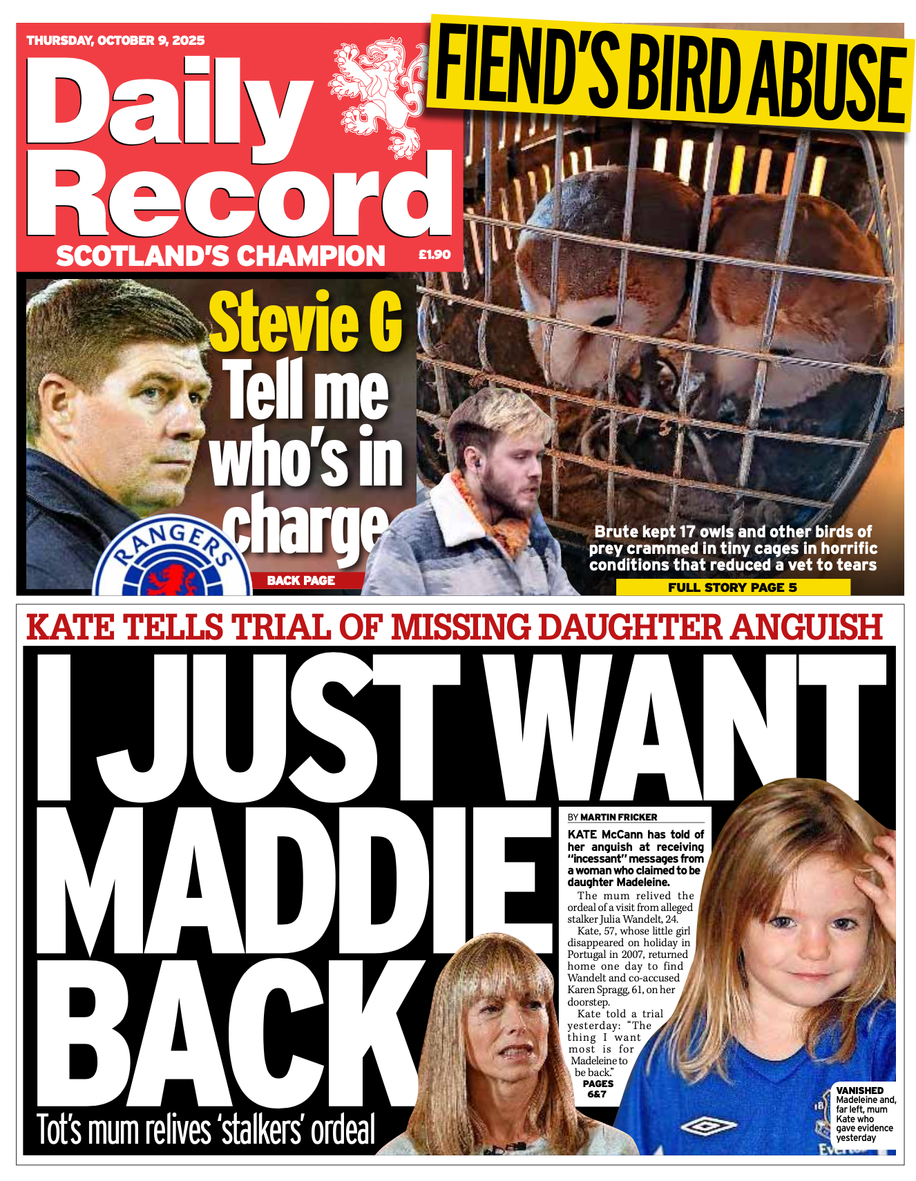 Scotland's papers: Maddie anguish and private school intake drop