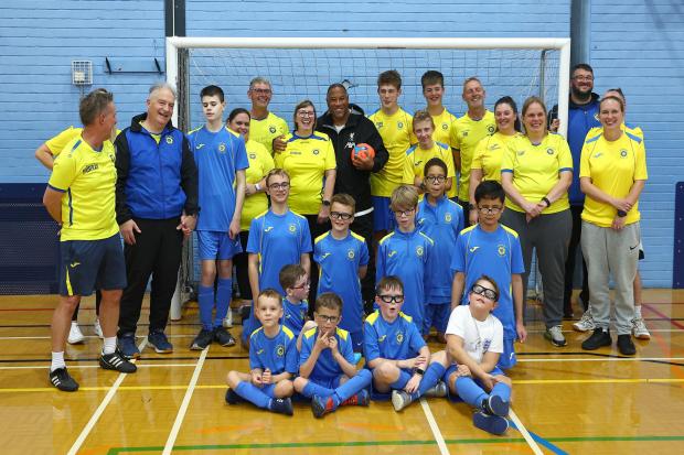 Football legend visits club for visually impaired children