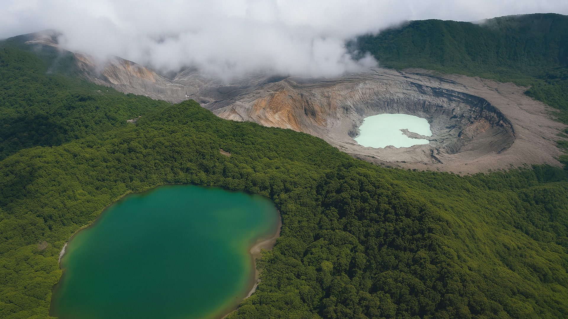 Poás-vulkanen – Vulkan- och skogslandskap i 4K