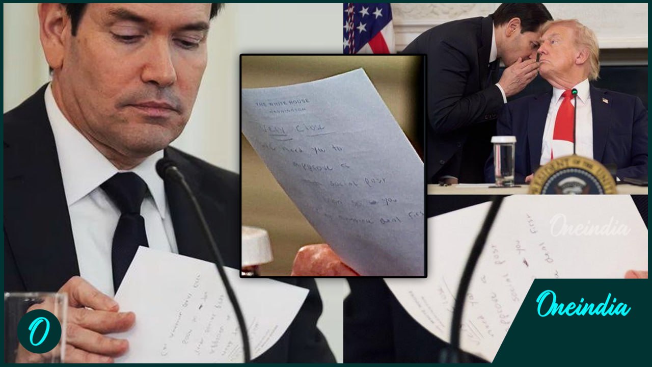 Marco Rubio handed President Trump a handwritten note