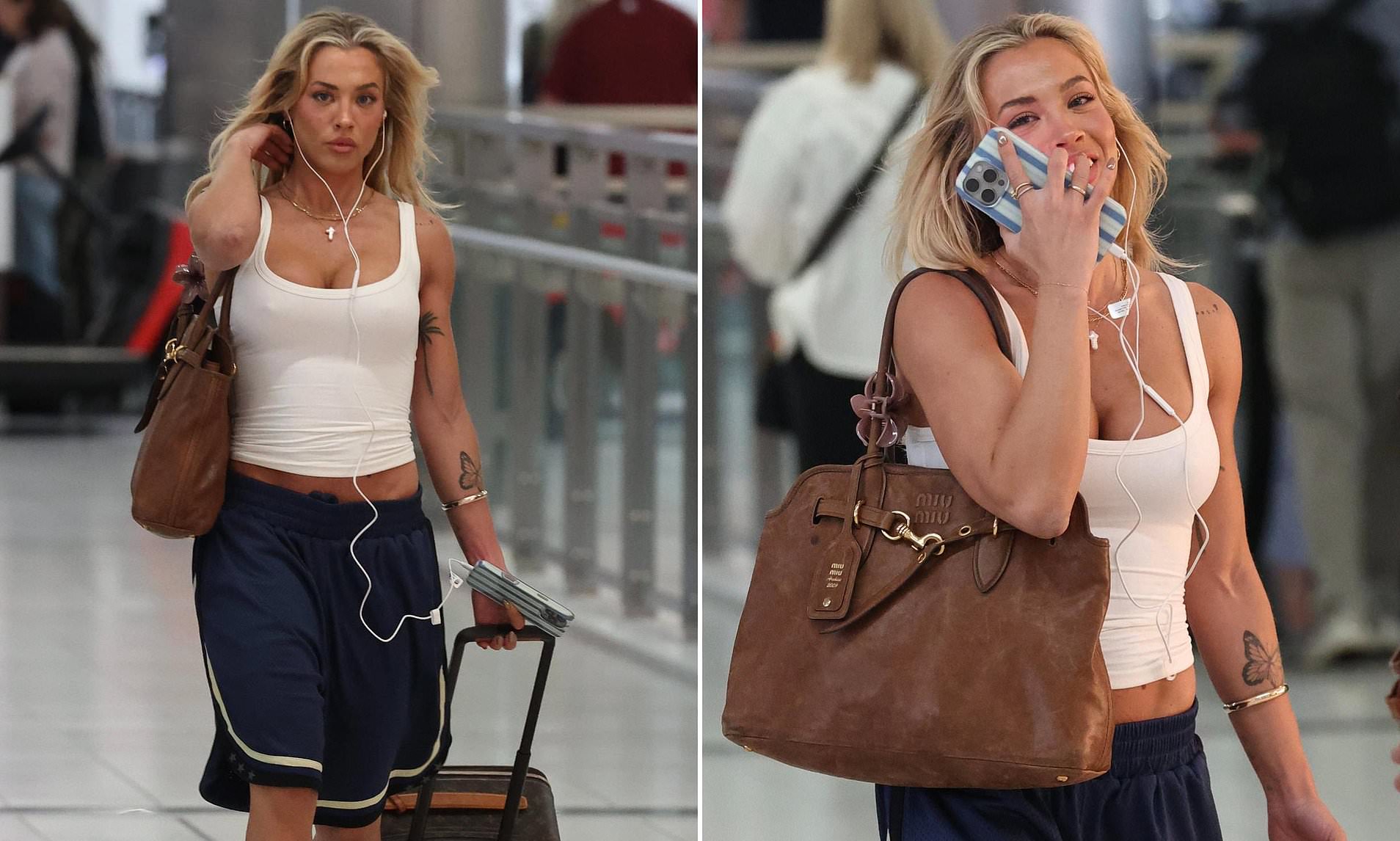 Detail in Tammy Hembrow's airport outfit that could prove her romance with Bailey Smith is still on
