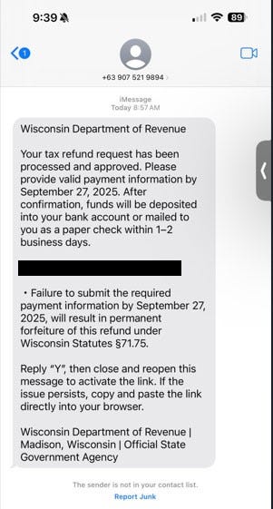 'Your tax refund request has been processed and approved'? There's a ...