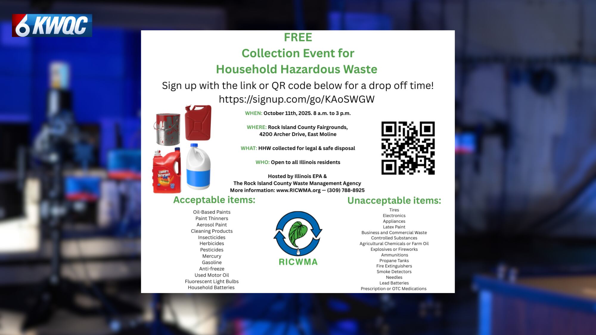 Household hazardous waste drop-off to be held in Rock Island County