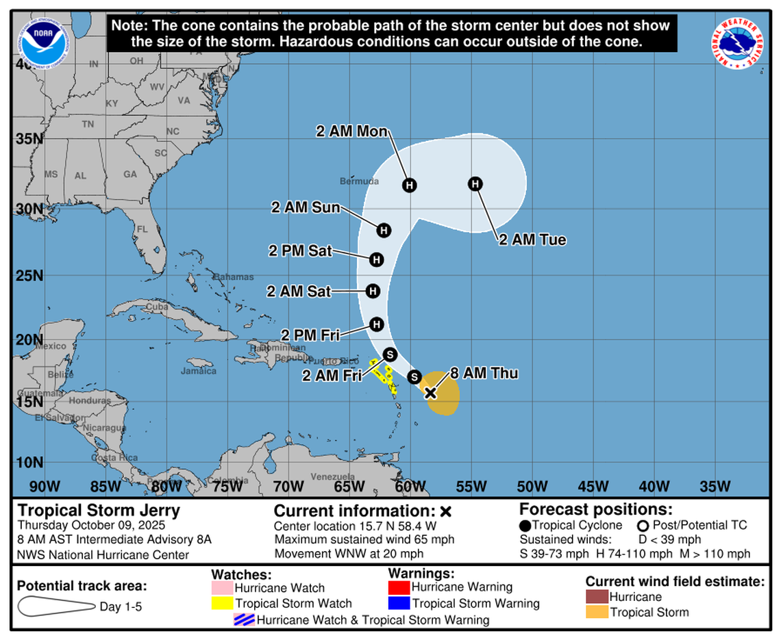 Tropical Storm Jerry set to approach Leeward Islands, but not as hurricane