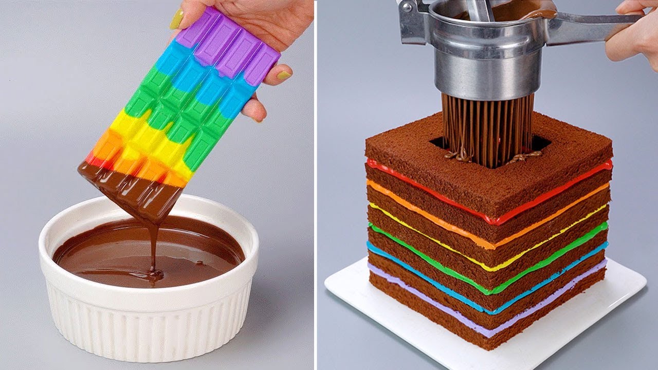 Rainbow Chocolate Layers and Cake Art