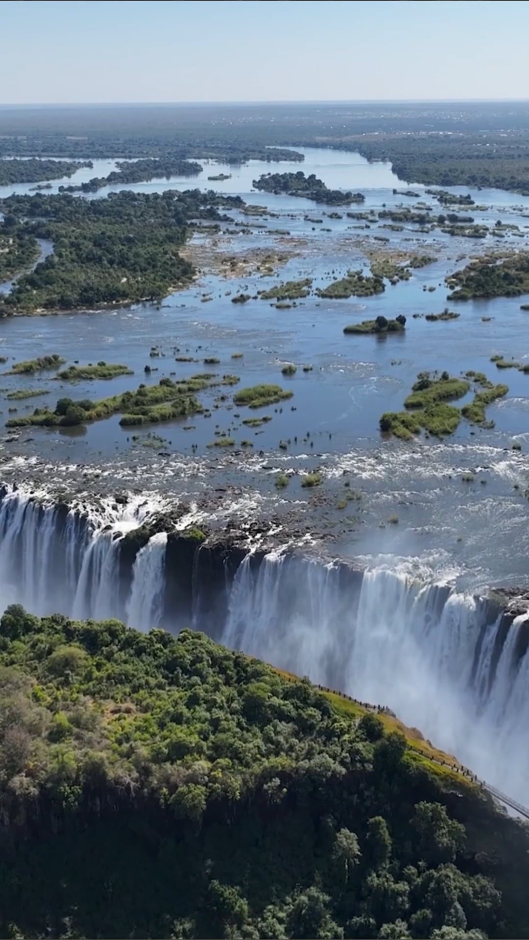 Majestic Victoria Falls: Drone's Eye View of Zambezi's Gem..