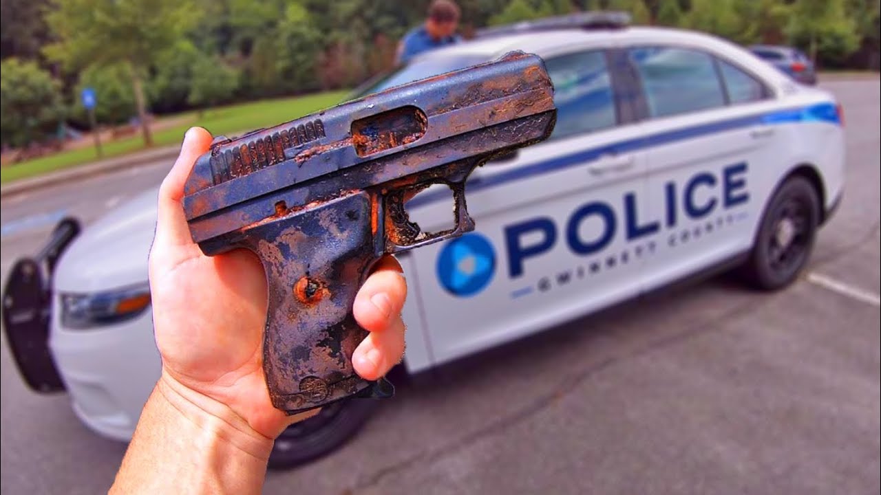 Police Confiscate Pistol Found Metal Detecting Underwater!! (Unsolved Case)