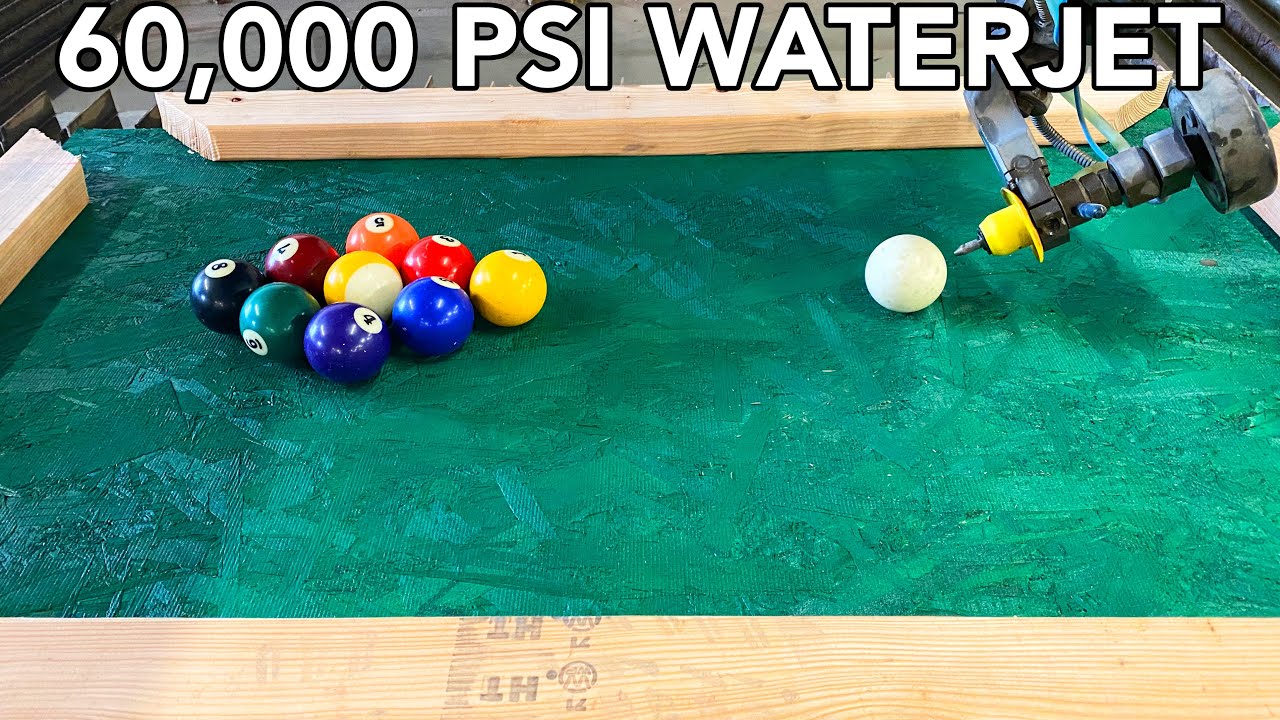 Watch a 60,000 PSI waterjet vs. pool balls!