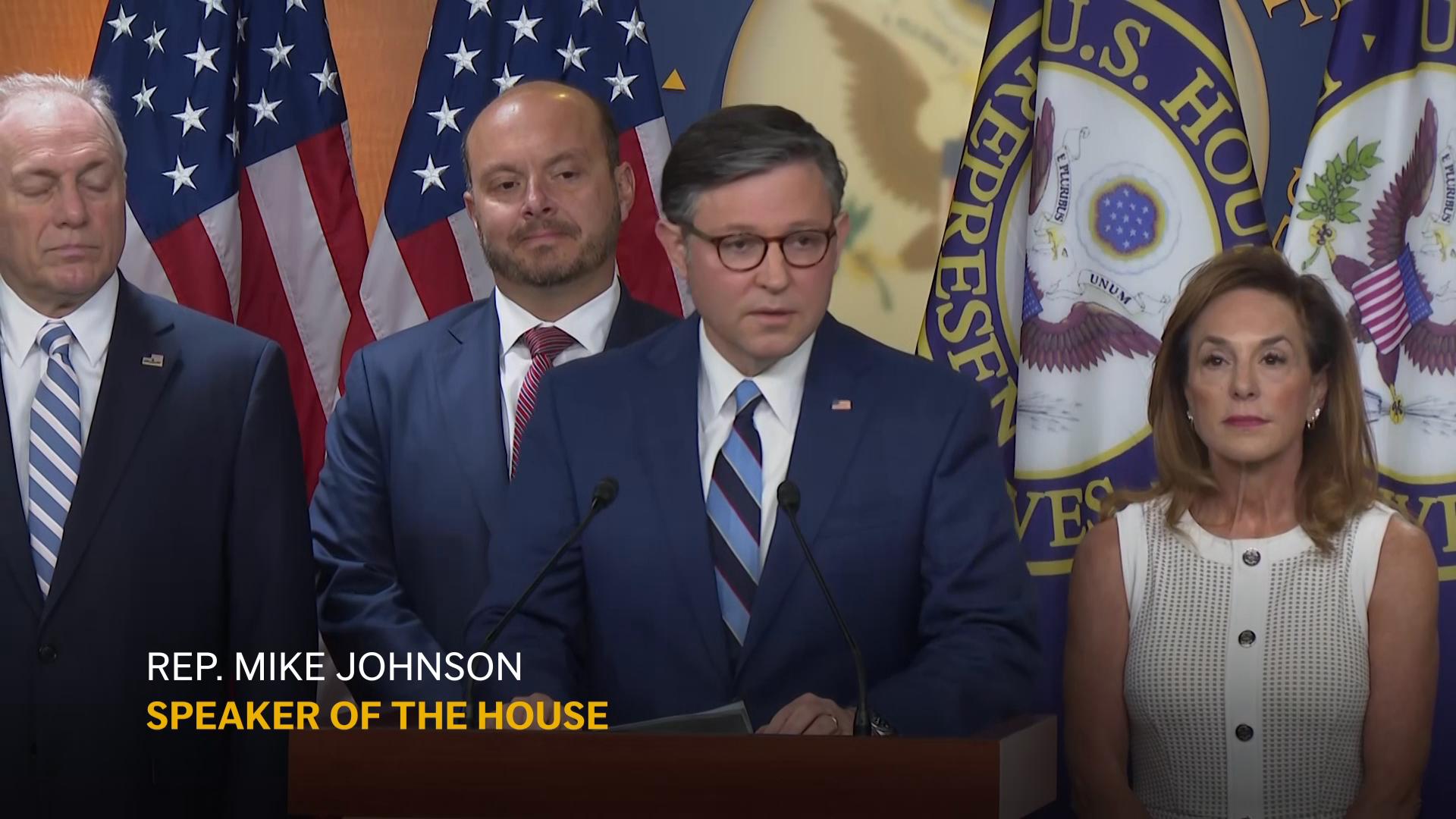 Speaker Johnson says he wants the government shutdown to end so he can ...