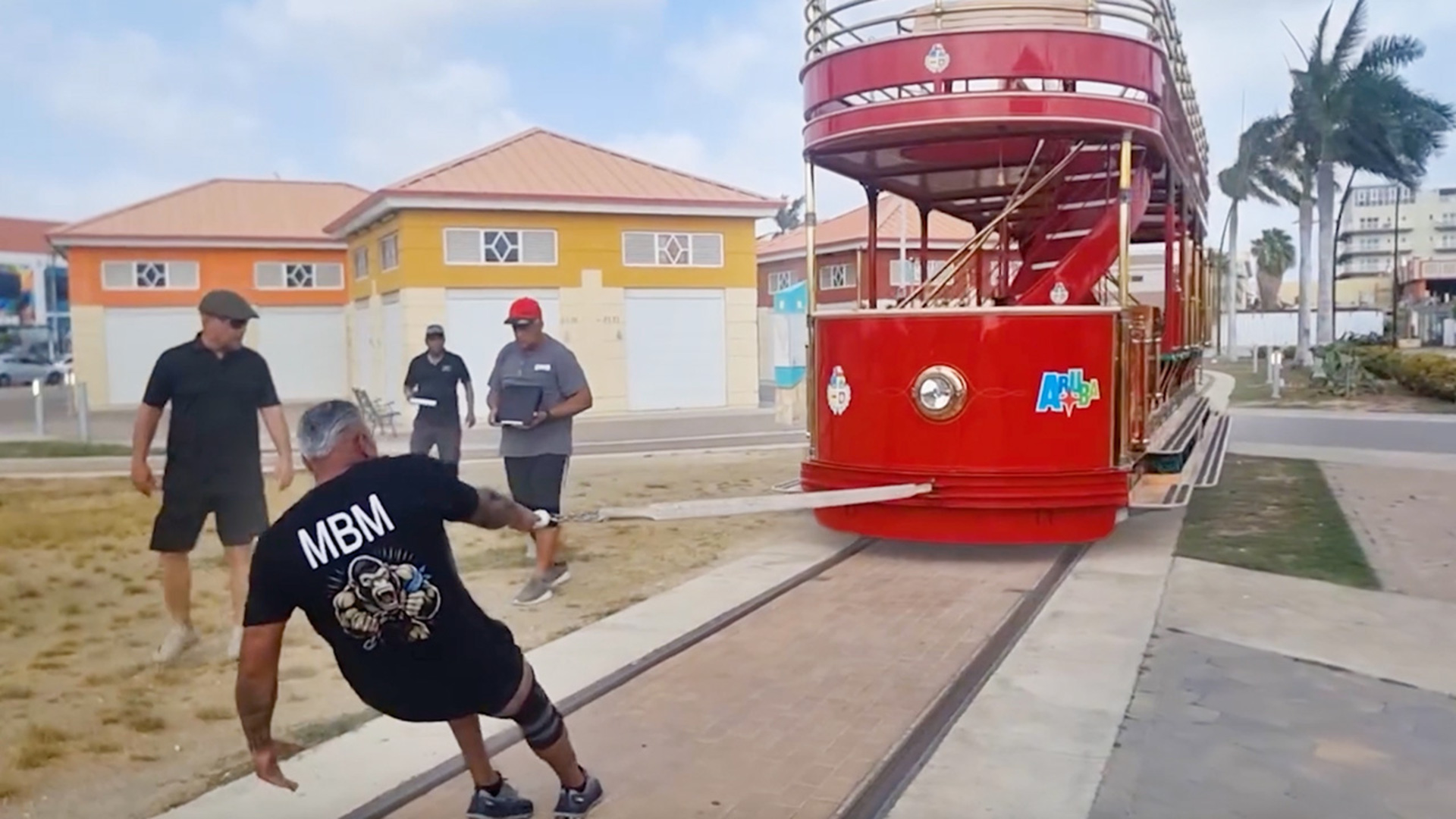 Fastest 20m tram pull with one finger (male) - 38.6 seconds by Egmond ...