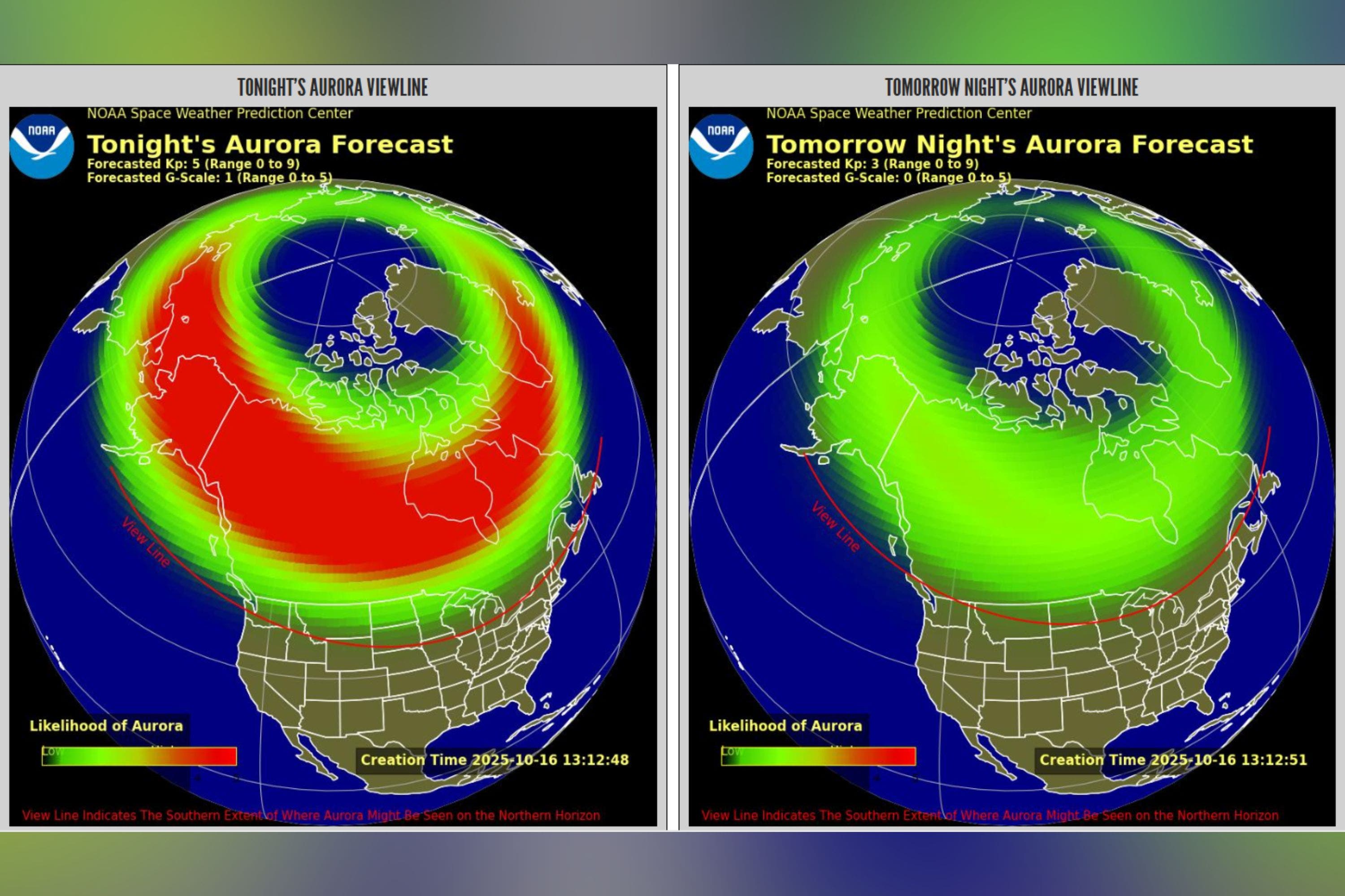 Map shows where northern lights could be visible tonight