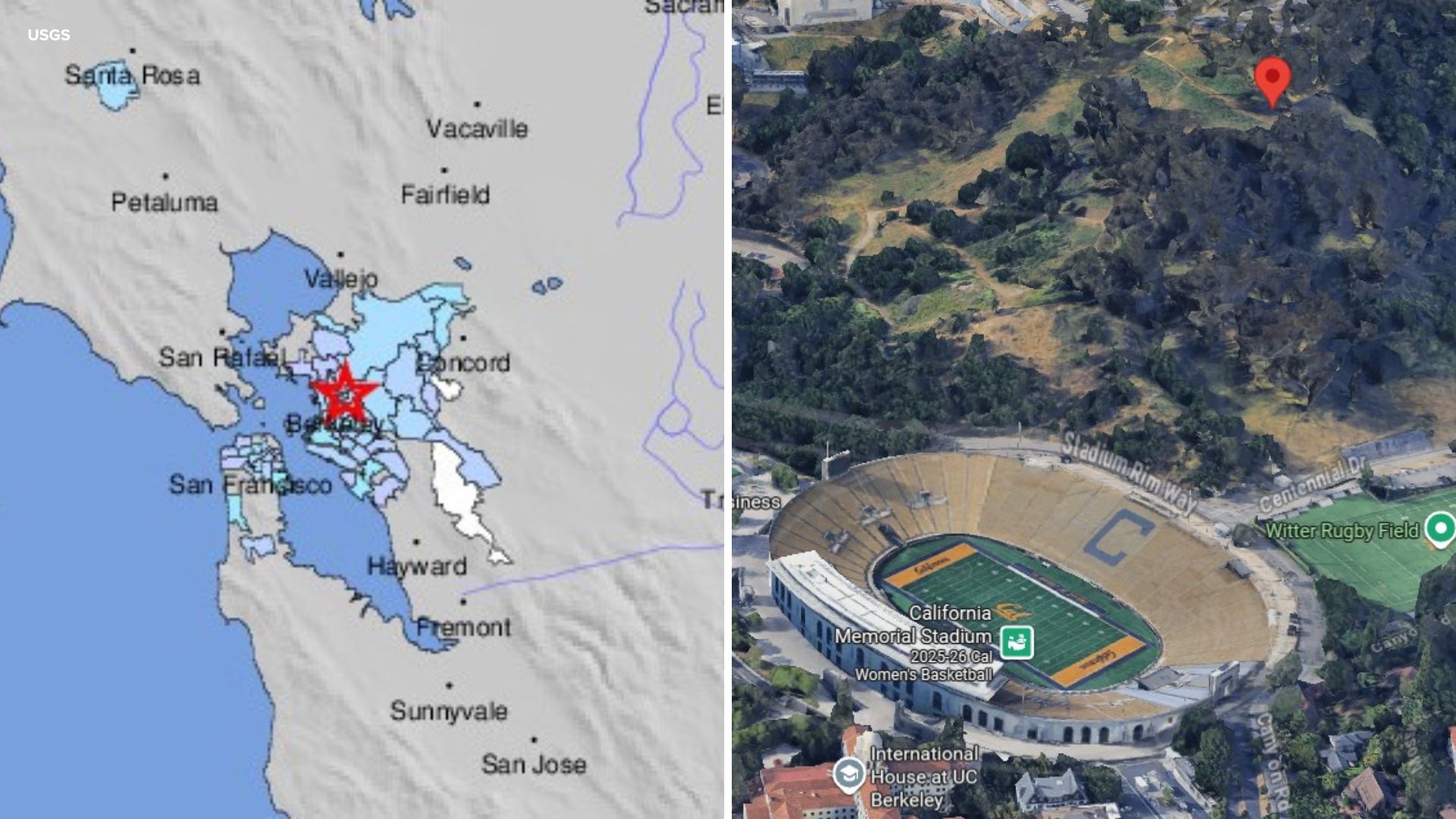3.1 earthquake strikes in Berkeley near Cal Memorial Stadium just ...