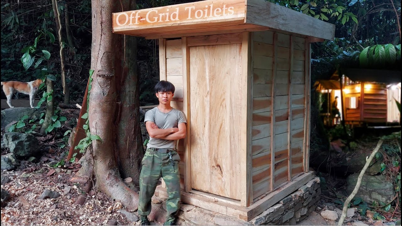 Building a full off-grid toilet cabin: 1 year living in the forest