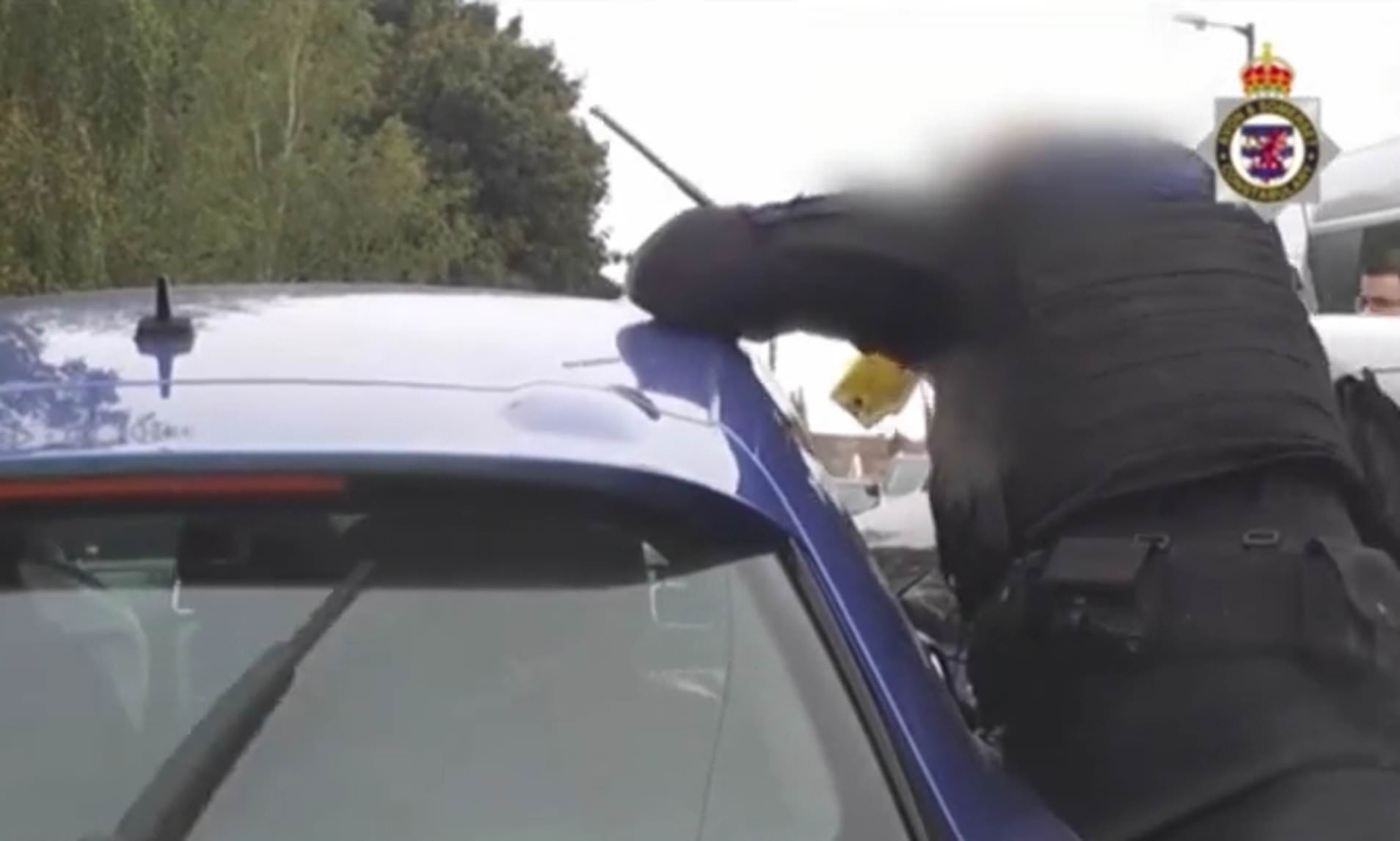 Shocking moment police clamber over car and Taser driver after 27 ...