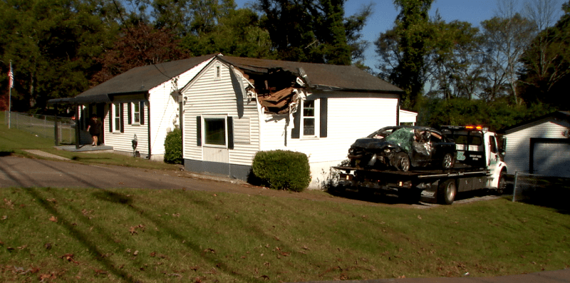 Homeowner uninjured after car crashes through roof of Nashville home ...