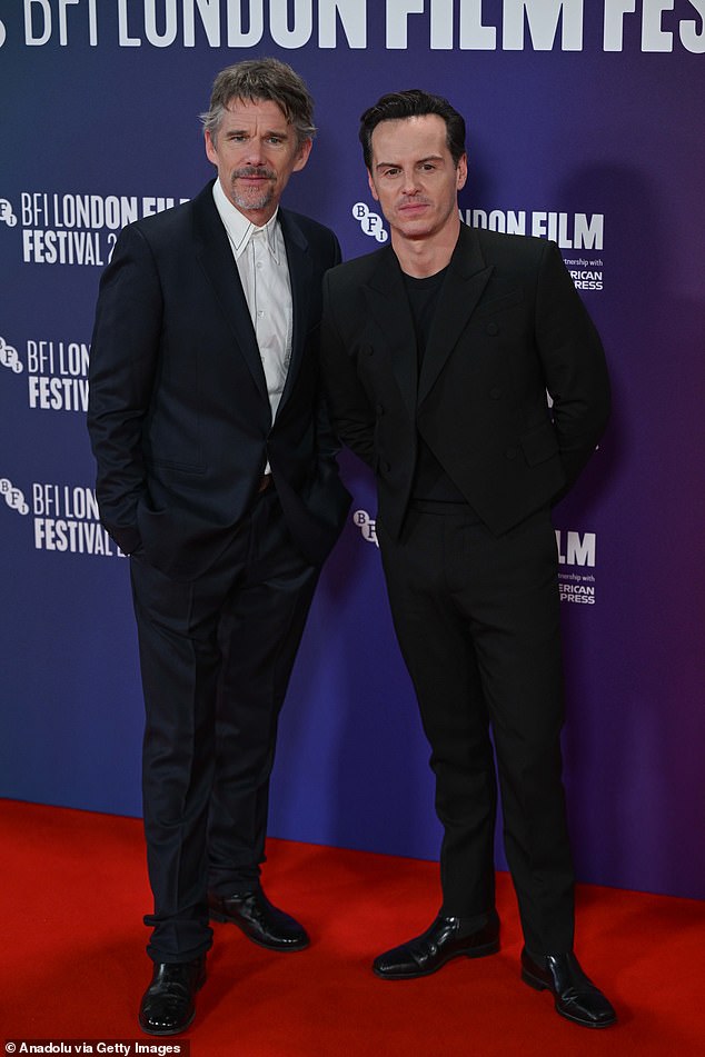 Ethan Hawke sweetly embraces co-star Andrew Scott at the premiere of ...