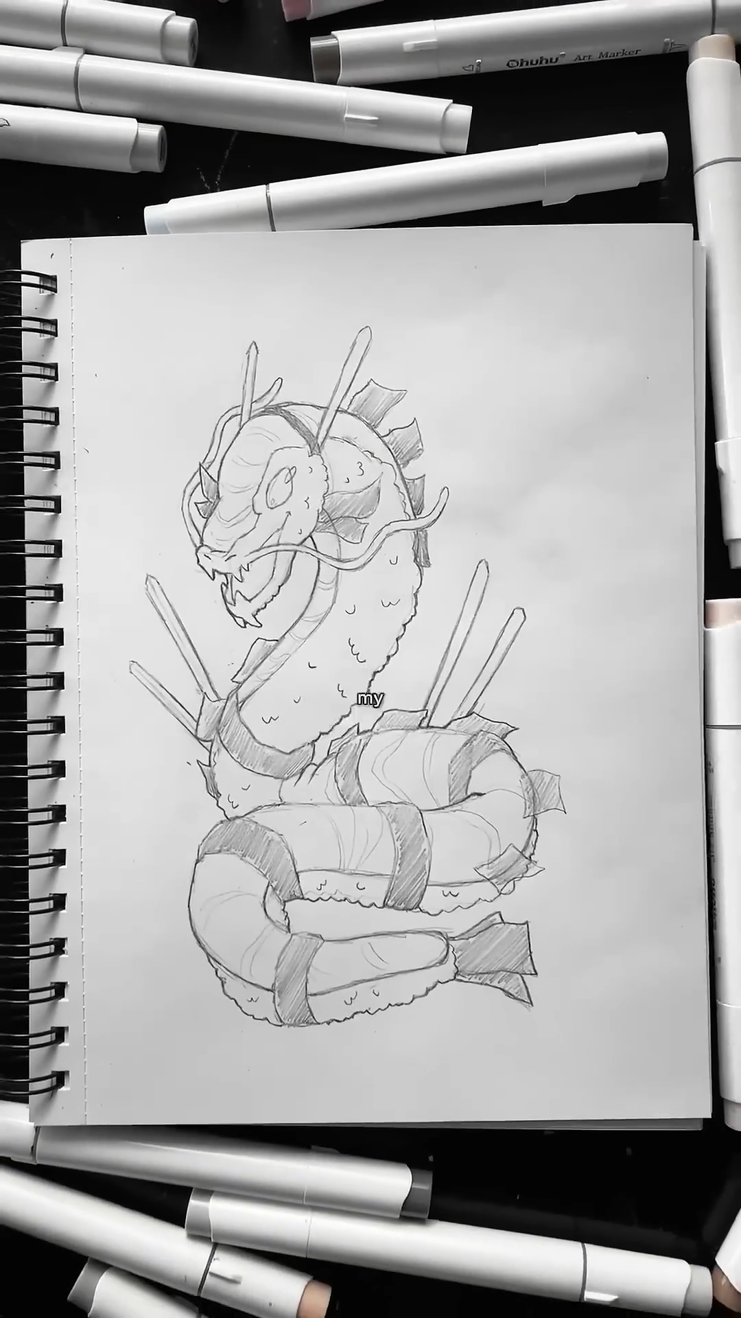 Drawing a Sushi Dragon Concept