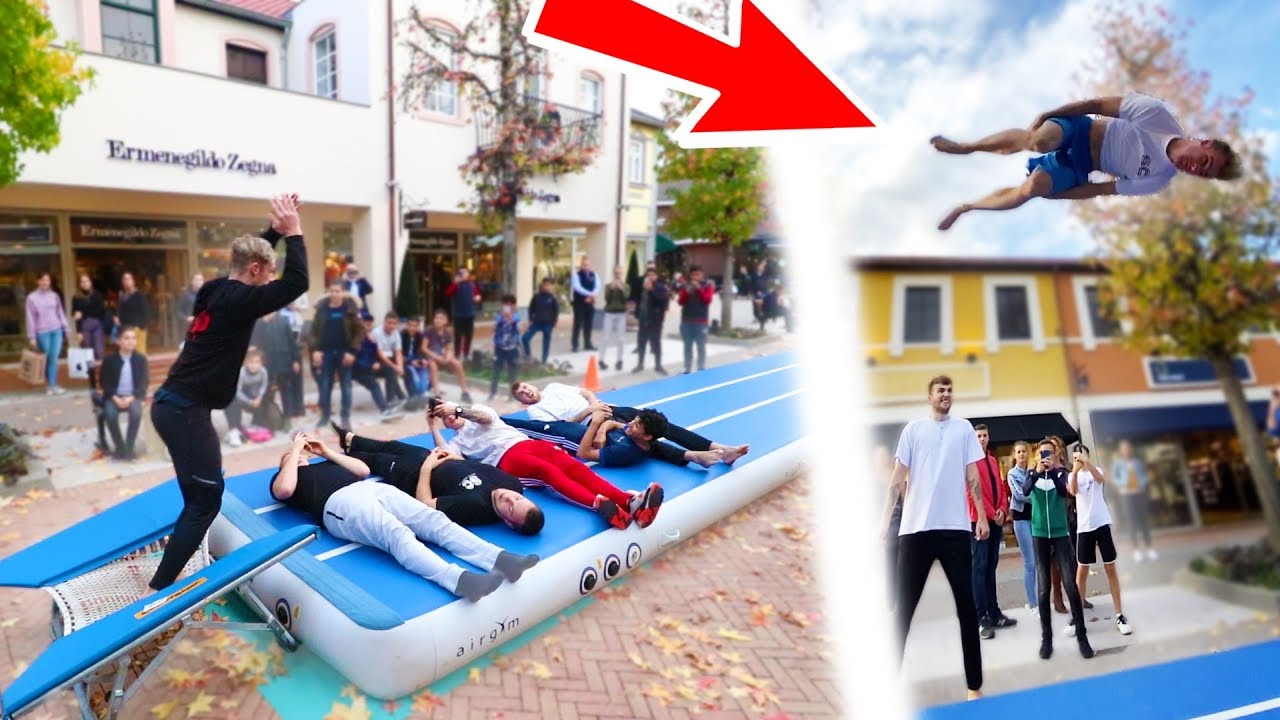 Wild Airtrack Stunts in the Biggest Mall in Europe