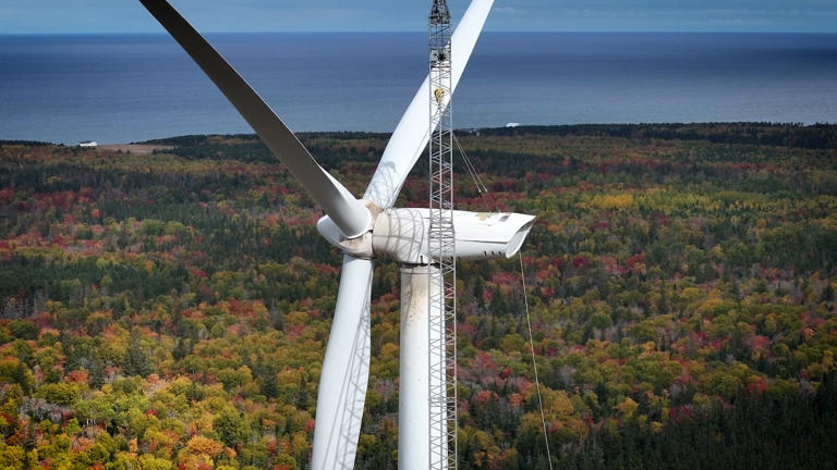 Turbines at Hermanville wind farm on the way to being fully operational