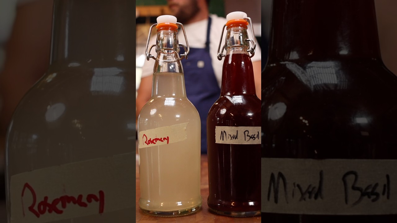 Rosemary and basil vinegars from the fermentation station