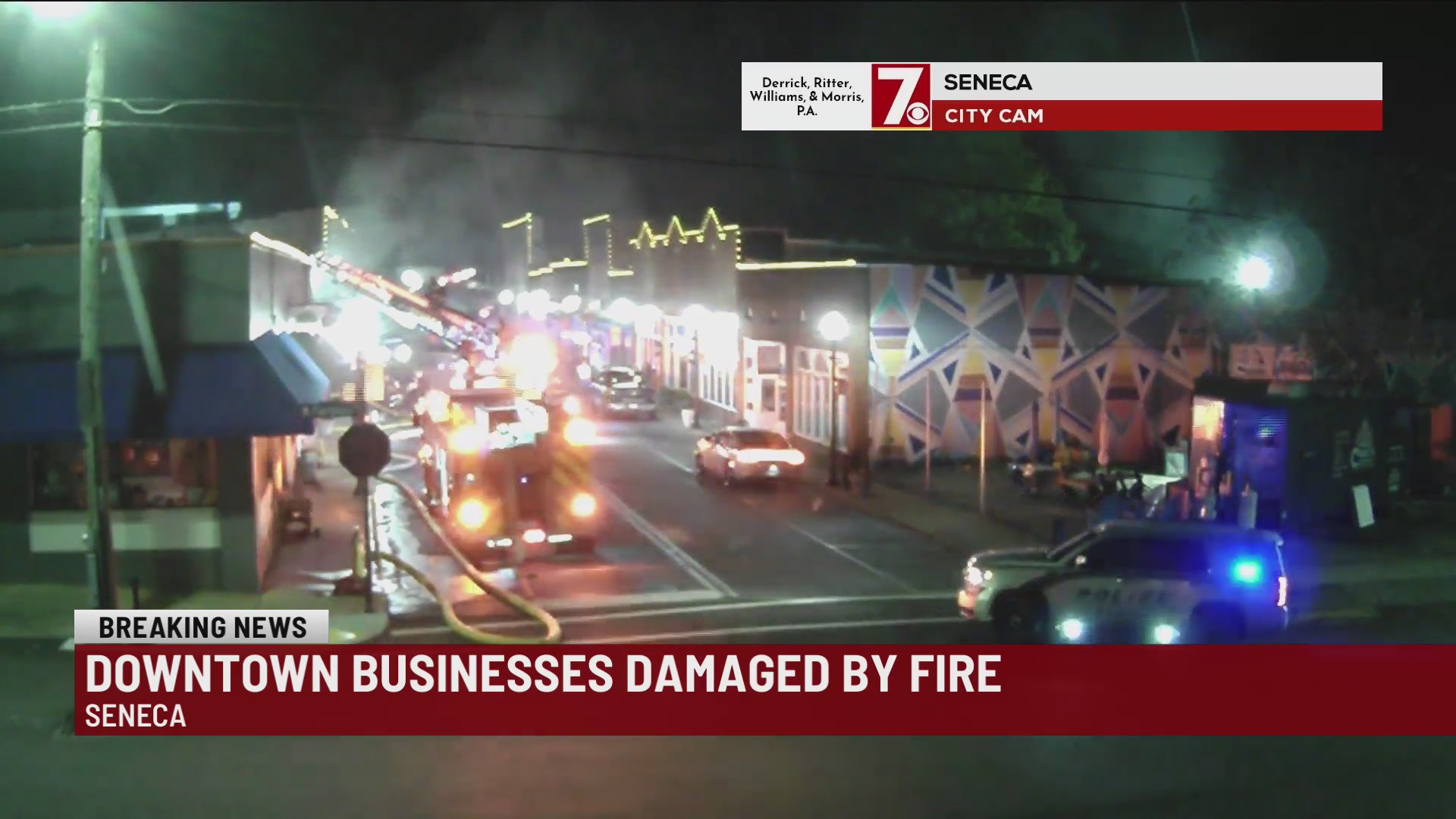 Multiple businesses damaged by fire in Downtown Seneca