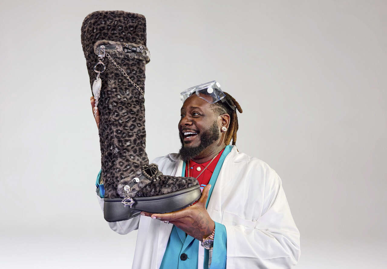 Crocs and T-Pain unveil 35.4-inch leopard knee-high boots