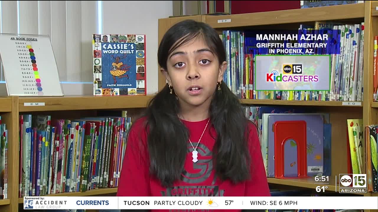 Kidcaster Mannhah gives your Friday morning forecast from Griffith Elementary School