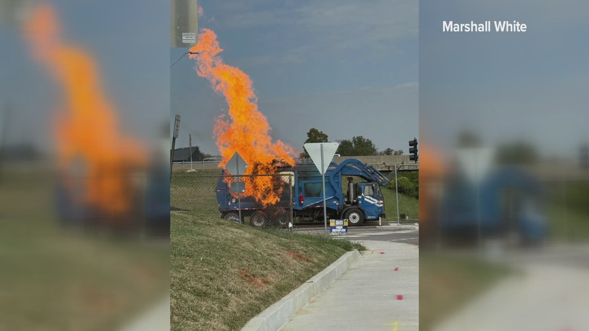 Garbage truck fire leads to an explosion