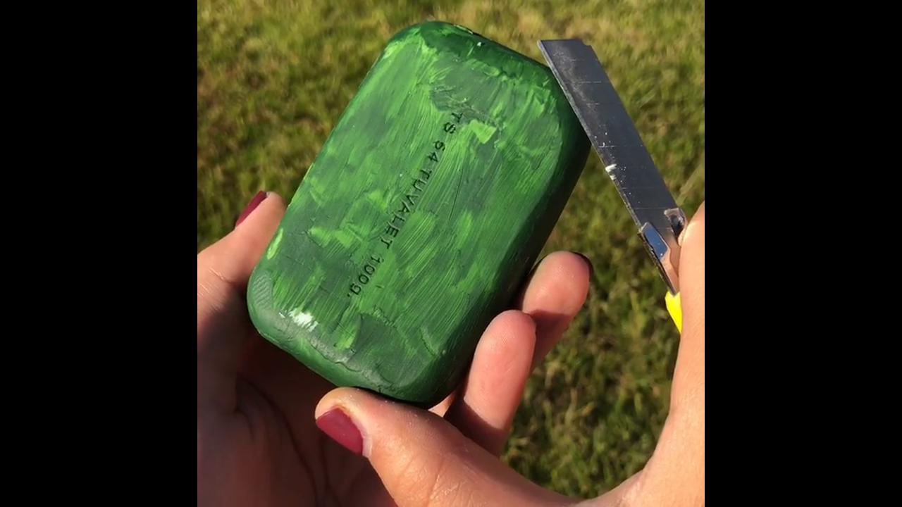 Coated White Bar Soap Peeling