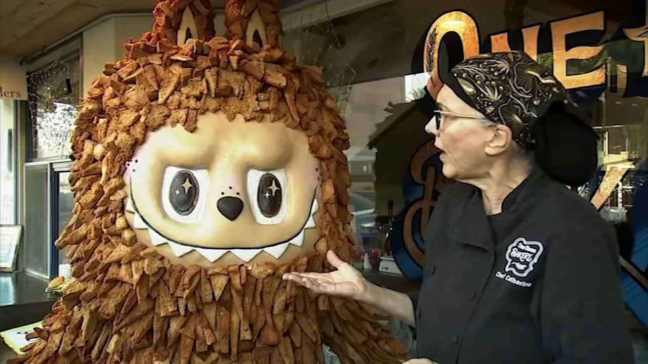 Bay Area bakery creates 7-foot, 300-pound Labubu made out of bread